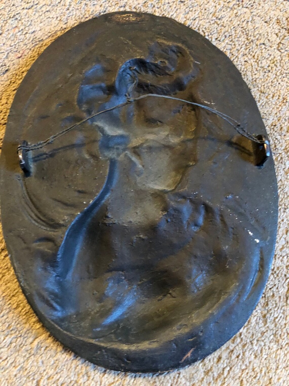 Vintage Cast Iron Relief Woman Art Nouveau Plaque Copper Wash - Etsy