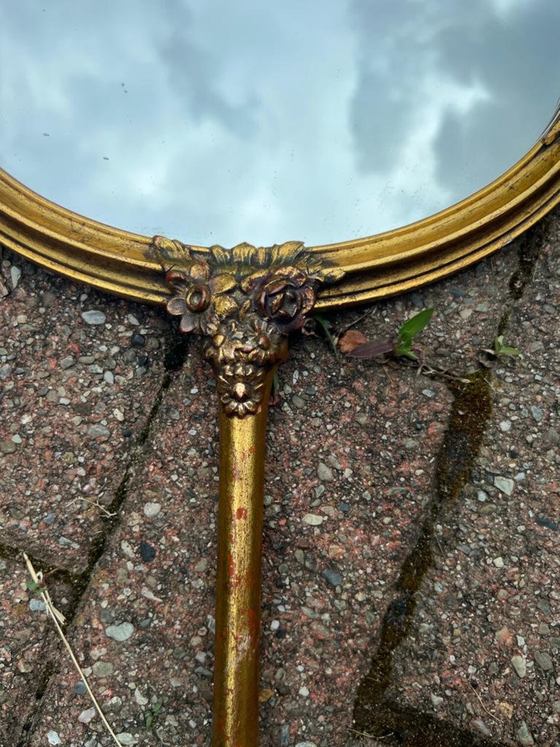 Antique Hand Mirror Ornate Vanity Handled Oval Wood Mirror - Etsy
