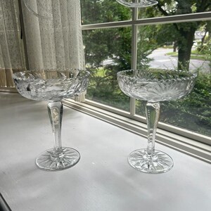 Vintage Crystal Glass Compote Set Floral Patterned Clear Dessert ...