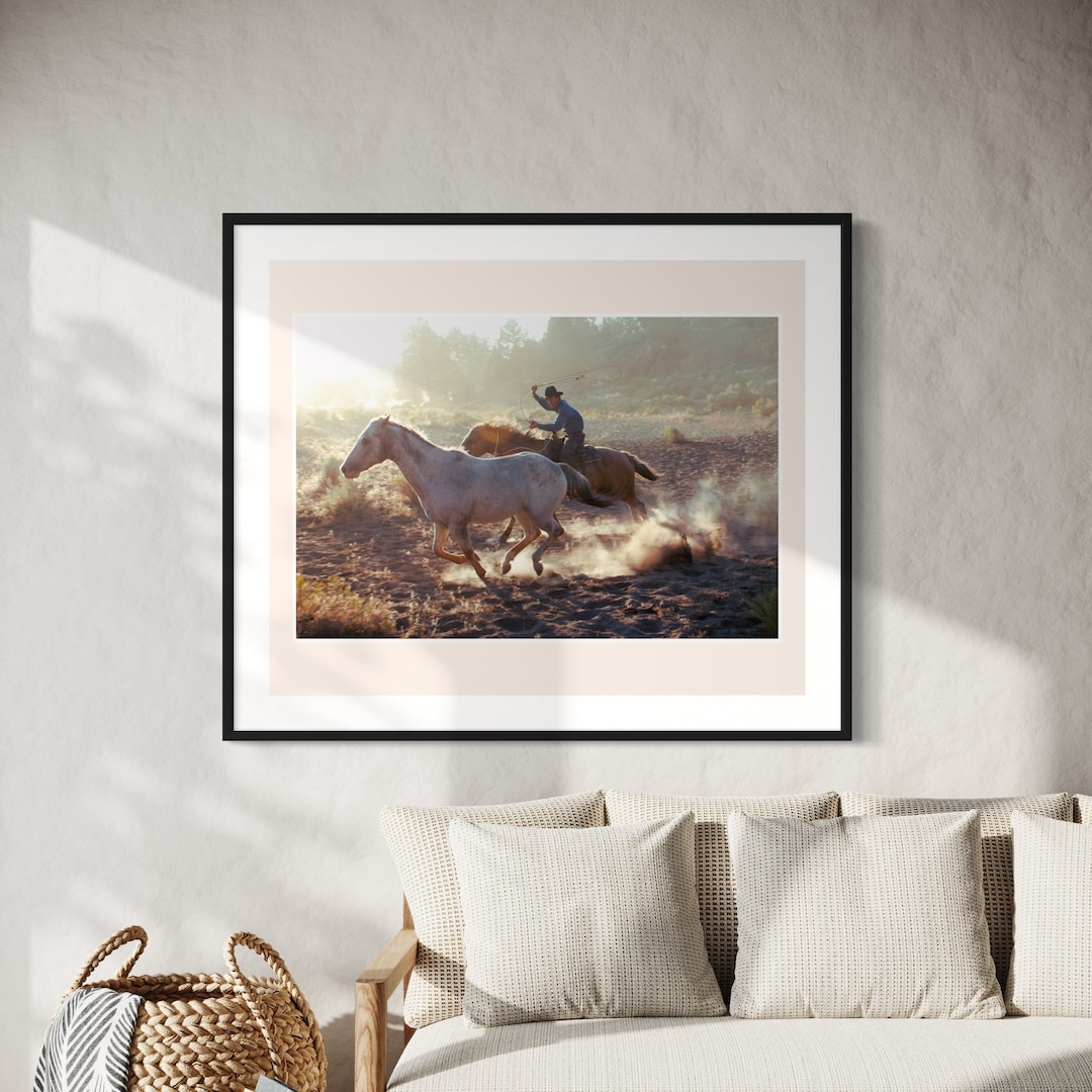 Mustang Cowboy Print - Vintage Western Rodeo Roper Art - Etsy