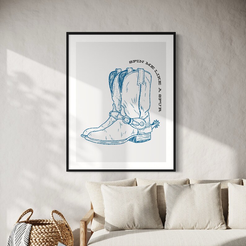 Spin Me Like A Spur - Cowgirl Cowboy Boot Digital Print - Etsy