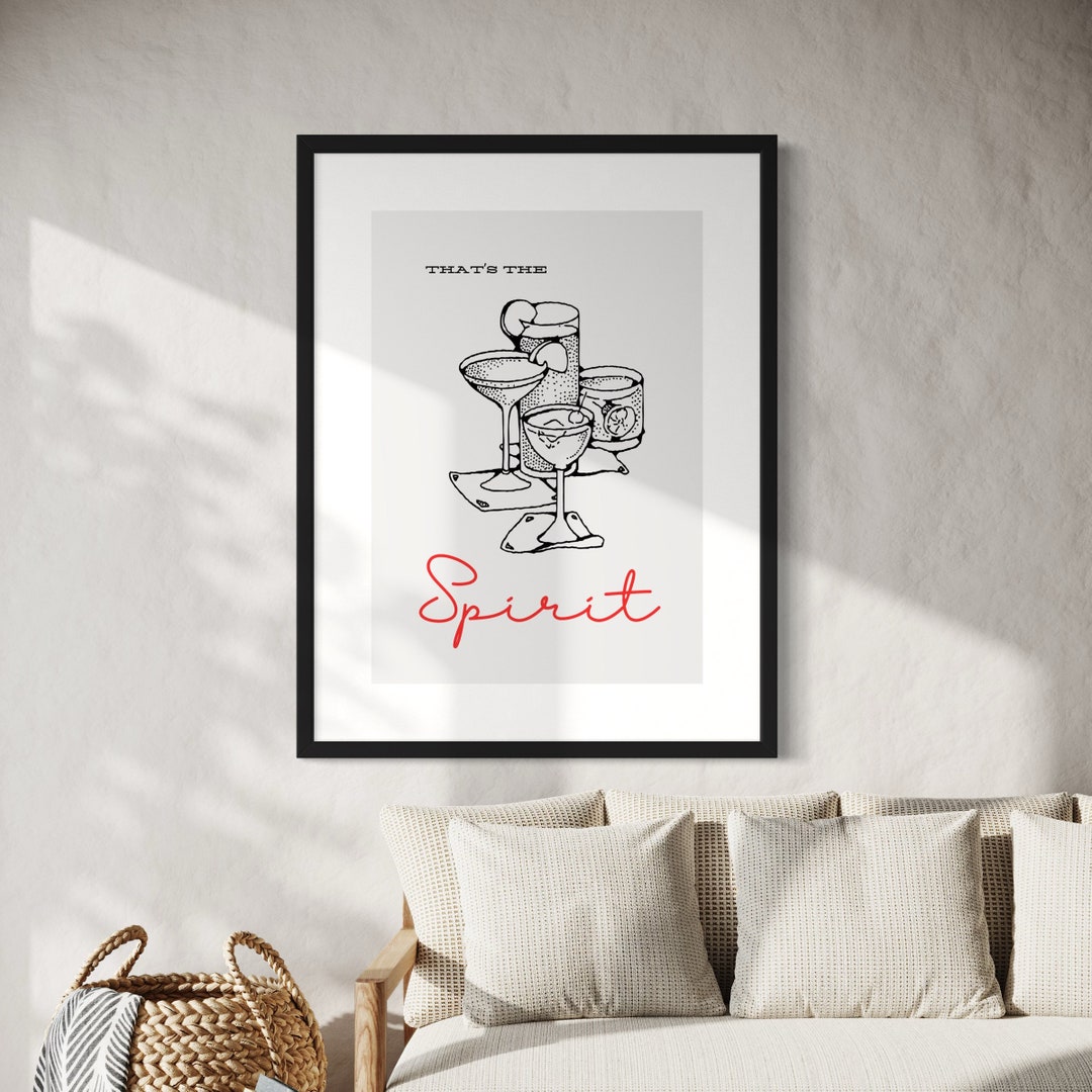 That's the Spirit Sketch Digital Print - Clean Modern Cocktail Sketch ...