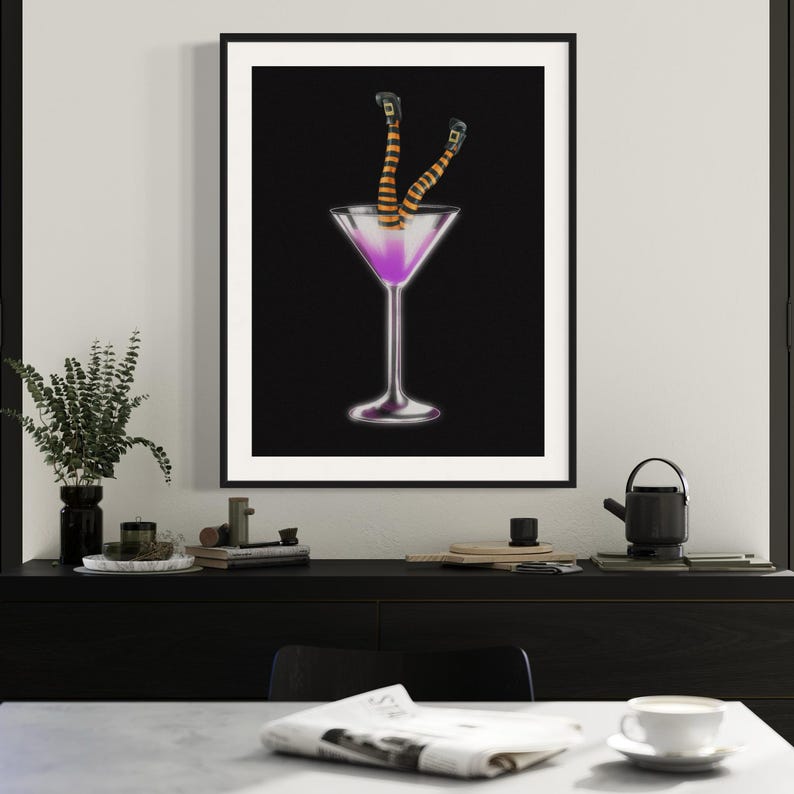 Witches Brew Retro Style Digital Print - Halloween Cocktail Legs Wall ...