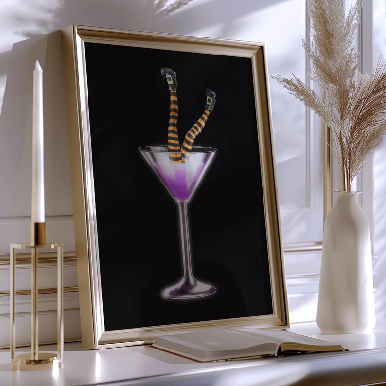 Witches Brew Retro Style Digital Print - Halloween Cocktail Legs Wall ...