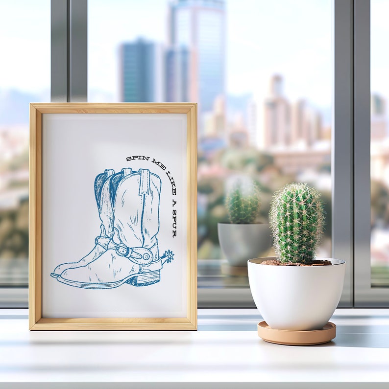 Spin Me Like A Spur - Cowgirl Cowboy Boot Digital Print - Etsy