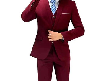 Dark Red Men Suit - Etsy