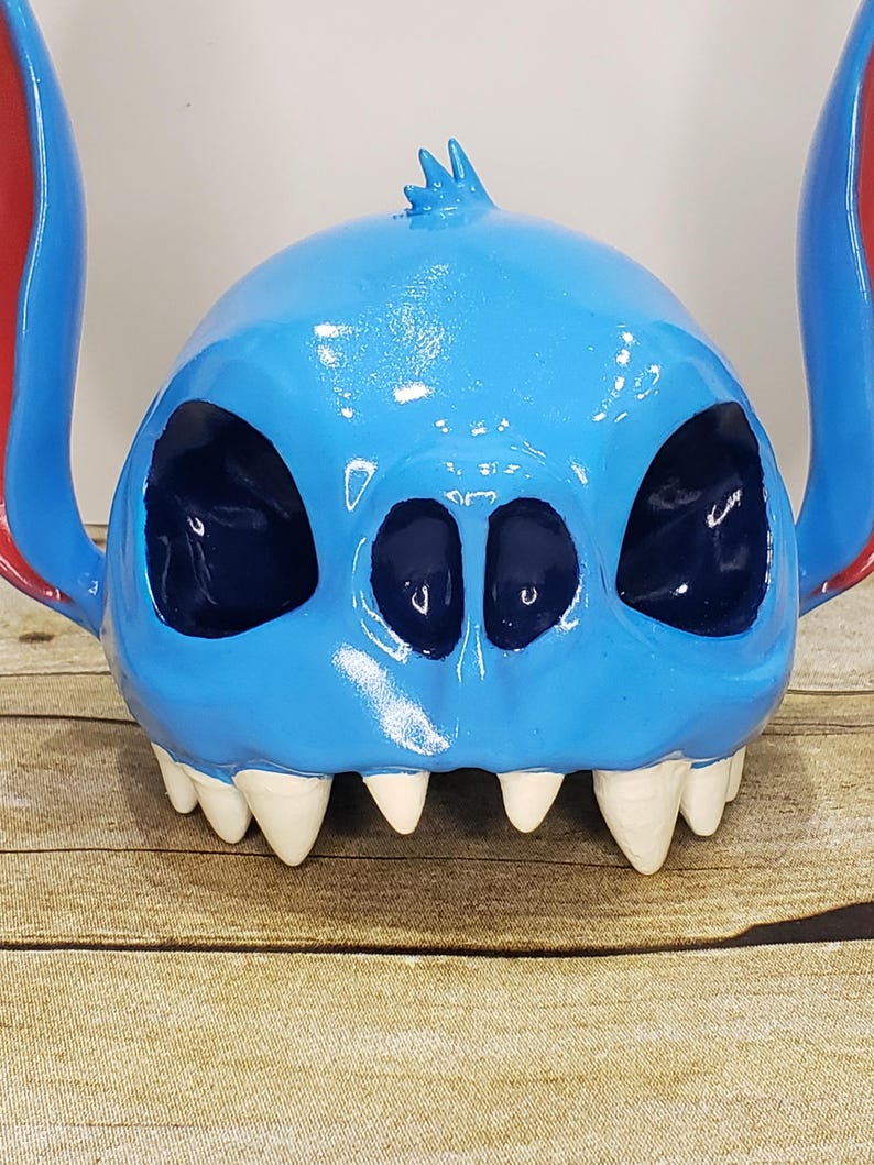 Hand Painted Stitch Skull | Lilo & Stitch Inspired Resin Art | Gothic ...