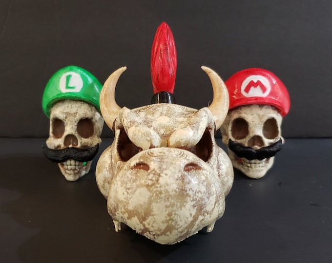 Mario and Luigi Skulls With Bowser - Etsy