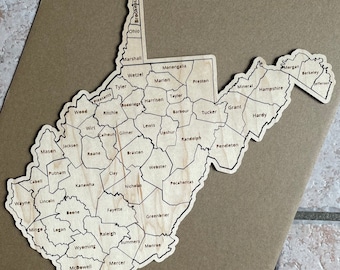 Wooden West Virginia Counties Puzzle - Etsy