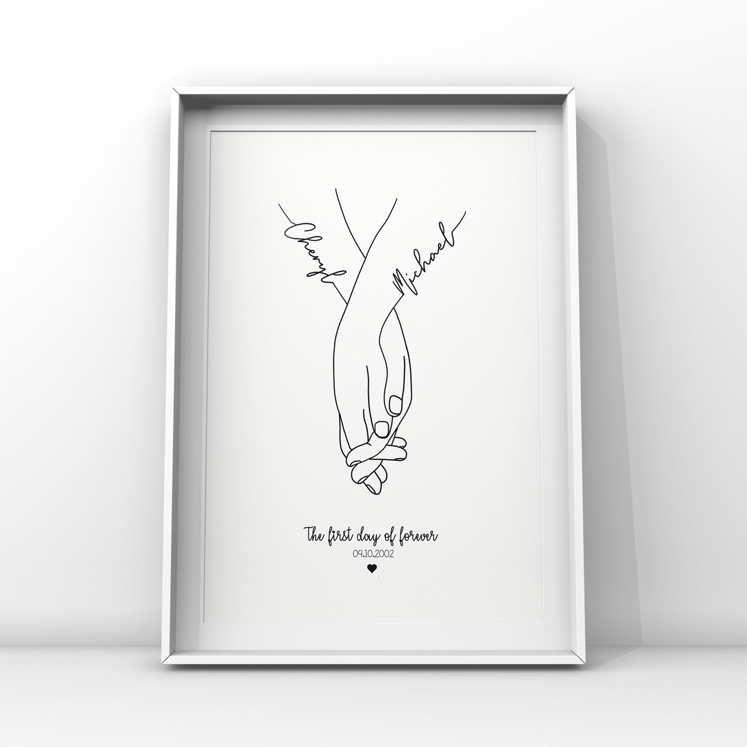 Personalised Couples Line Art Print | Couples Love Hand Print ...