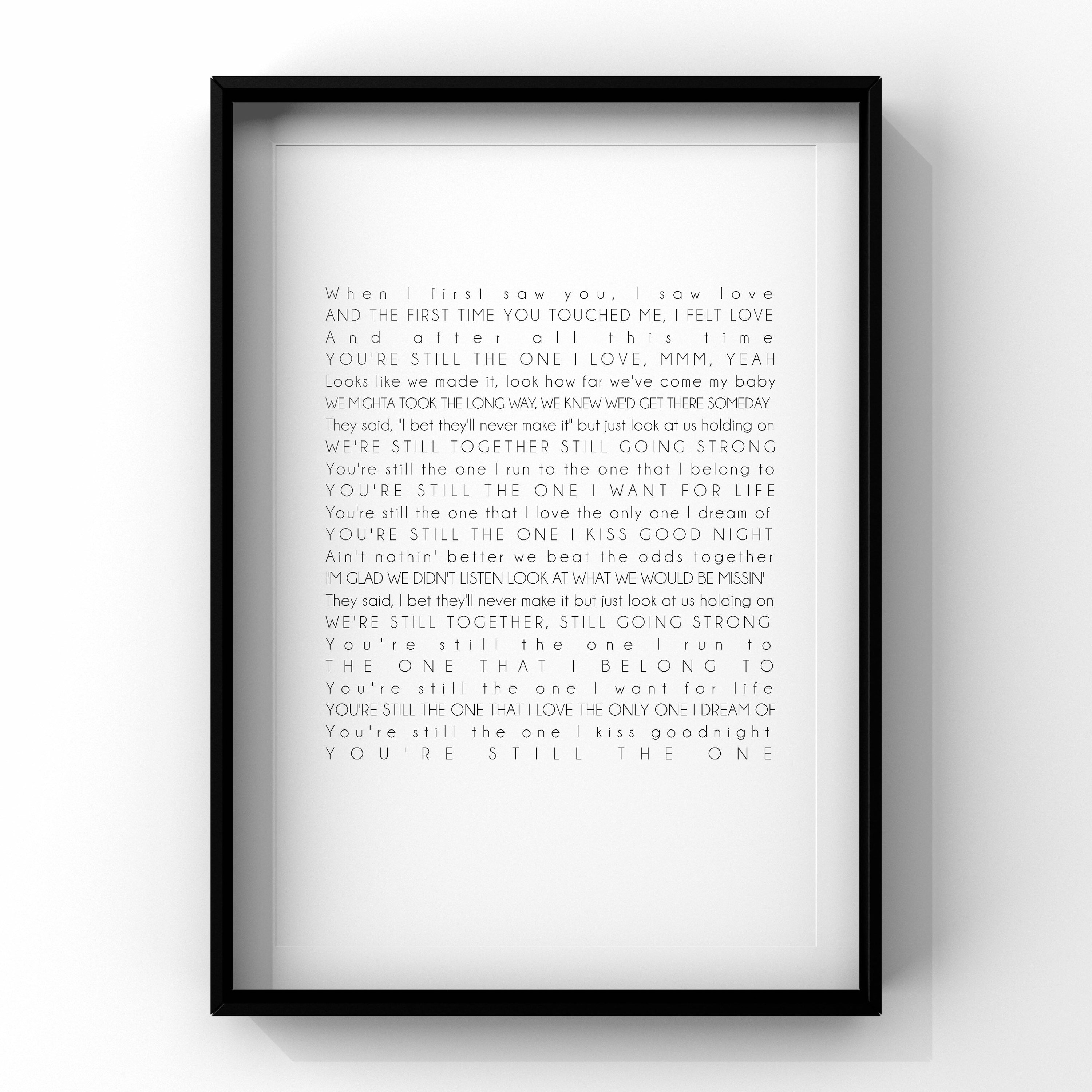 Youre Still the One Song Lyric Love Song Prints Gifts for Couples ...