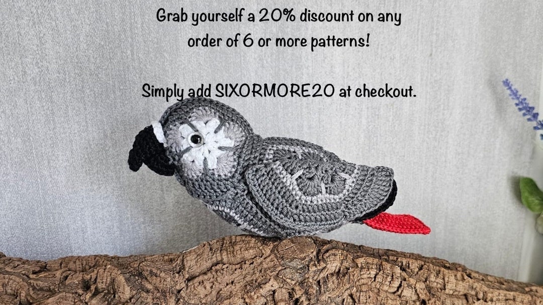 African Grey Parrot Crochet Pattern, African Flower Crochet Pdf Digital ...