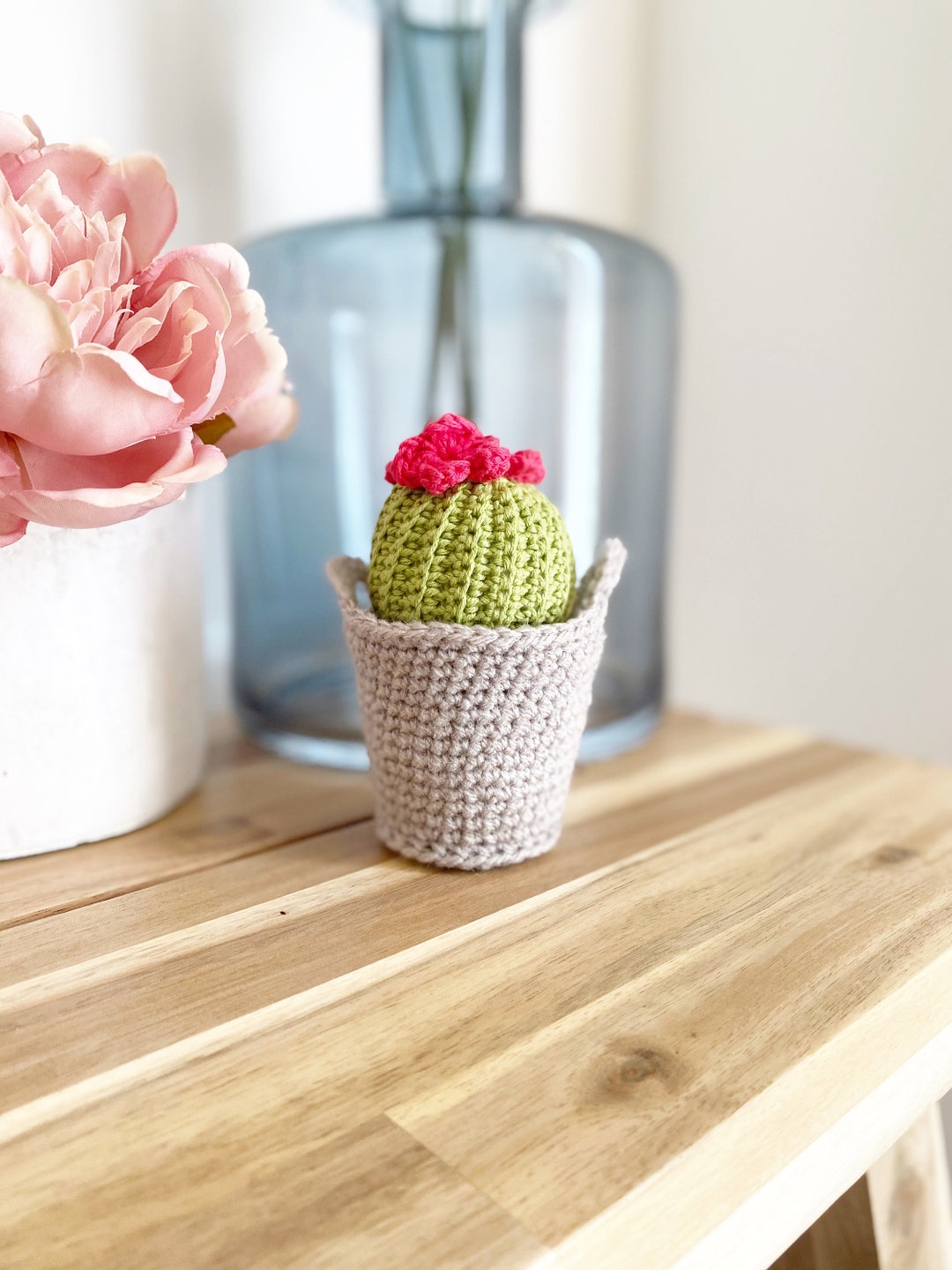 Mini Amigurumi Crochet Barrel Cactus With Basket - Etsy