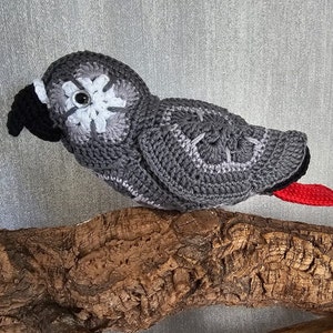 African Grey Parrot Crochet Pattern: African Flower Design (PDF Digital ...