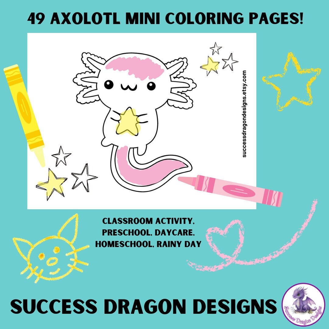 Axolotl Coloring Pages Kids Printable Axolotl Coloring Book Kids ...