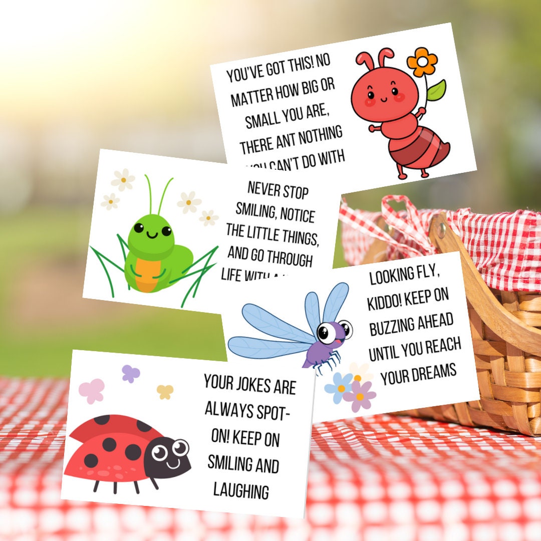 Back to School Lunch Box Notes Printable Affirmation Cards Ladybugs ...