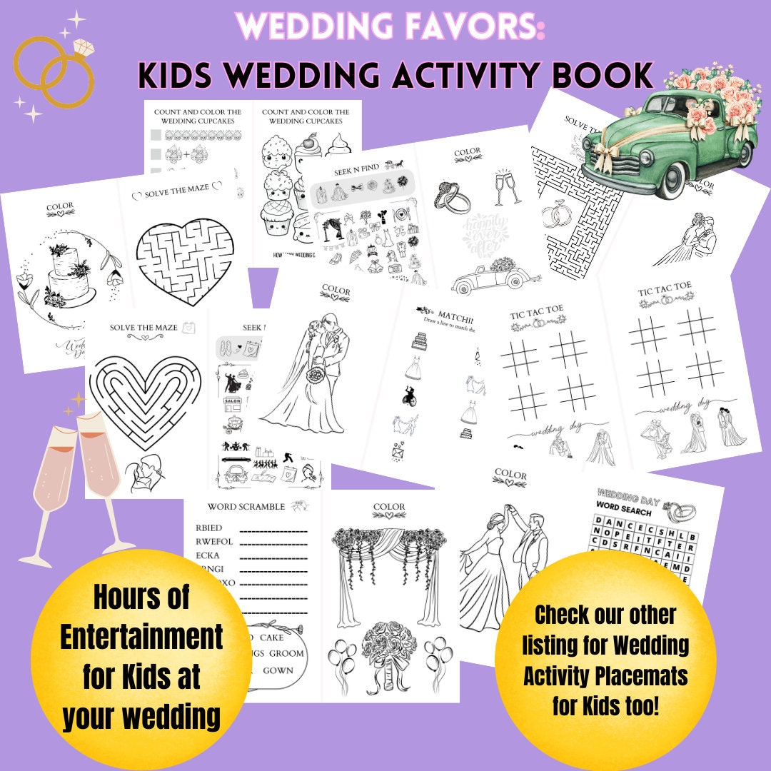 Kids Wedding Activity Book Custom Coloring Book Wedding Coloring Pages ...