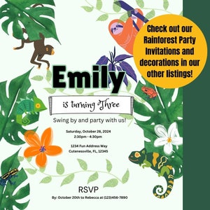 Rainforest Animals Birthday Party Water Bottle Labels (editable Canva ...