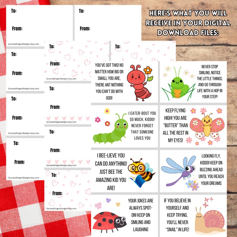 Back to School Lunch Box Notes Printable Affirmation Cards Ladybugs ...