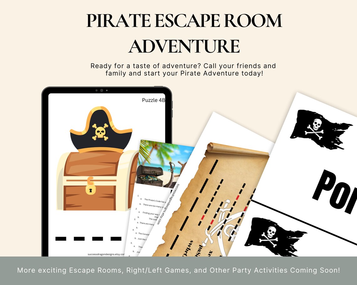 Pirate Escape Room Printable DIY Kit for Tweens Teens Family Friendly ...