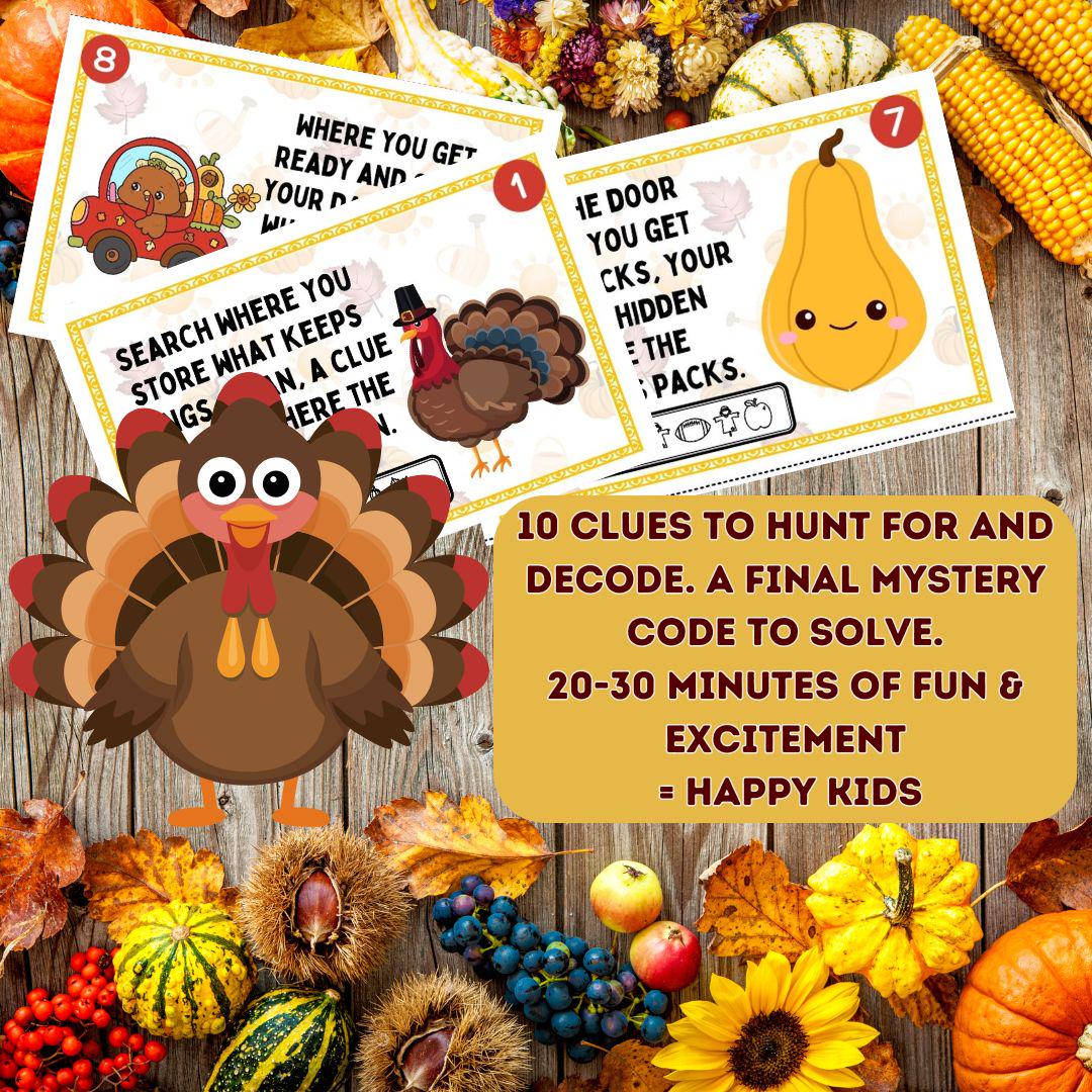 Thanksgiving Scavenger Hunt for Kids Turkey Themed Treasure Hunt Crack ...