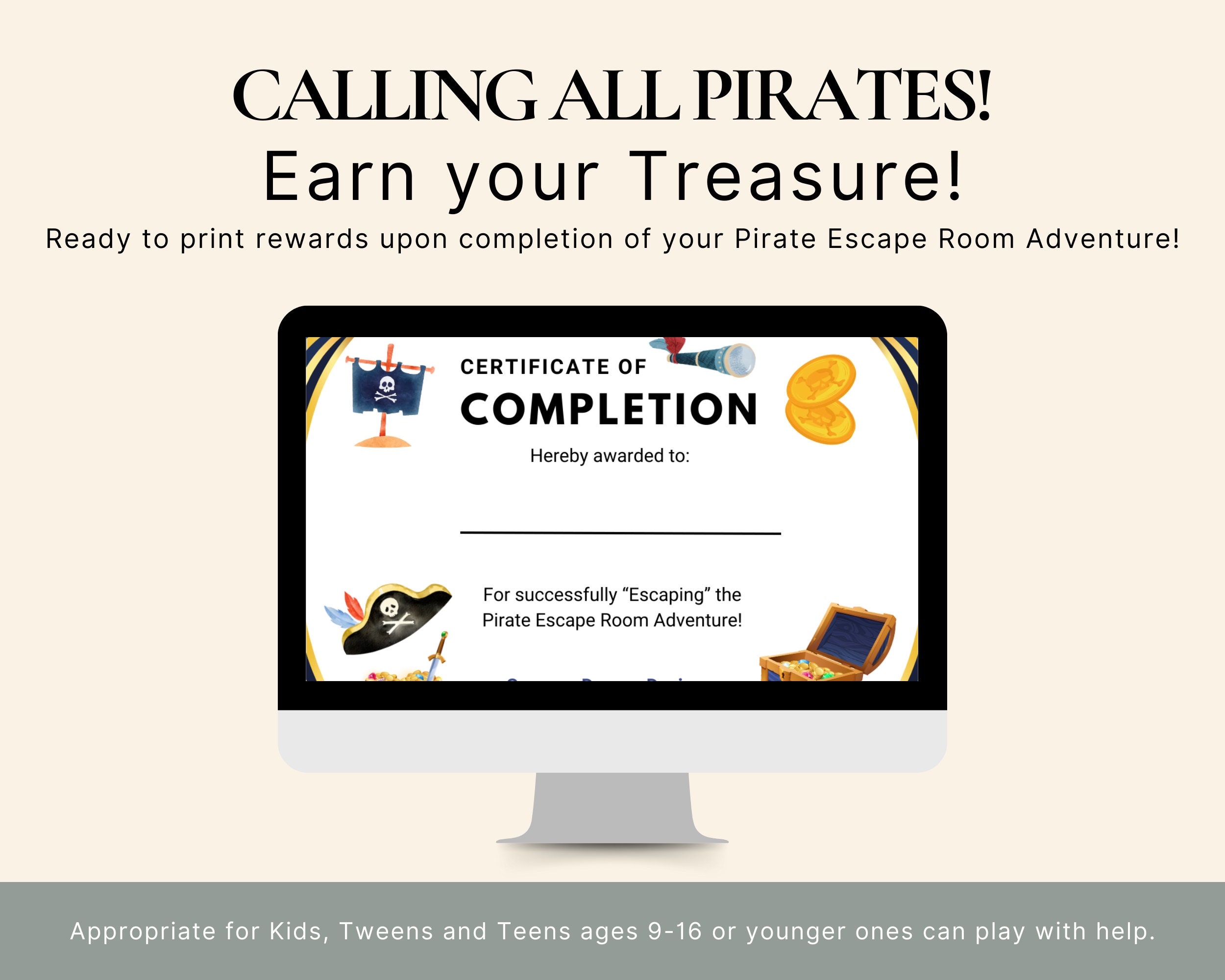 Pirate Escape Room Printable DIY Kit for Tweens Teens Family Friendly ...