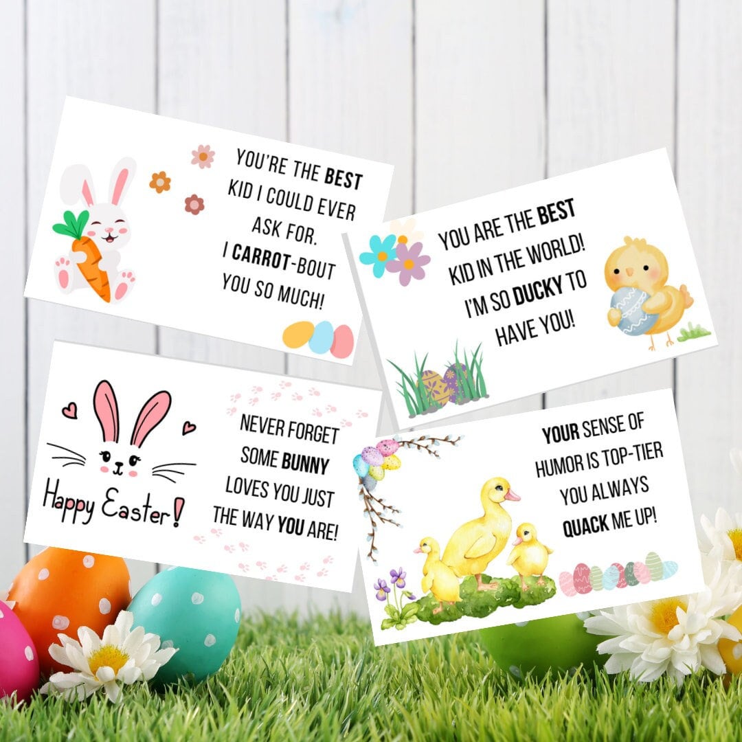 EASTER Lunchbox Notes Kids Printables Affirmations Easter Party Favors ...