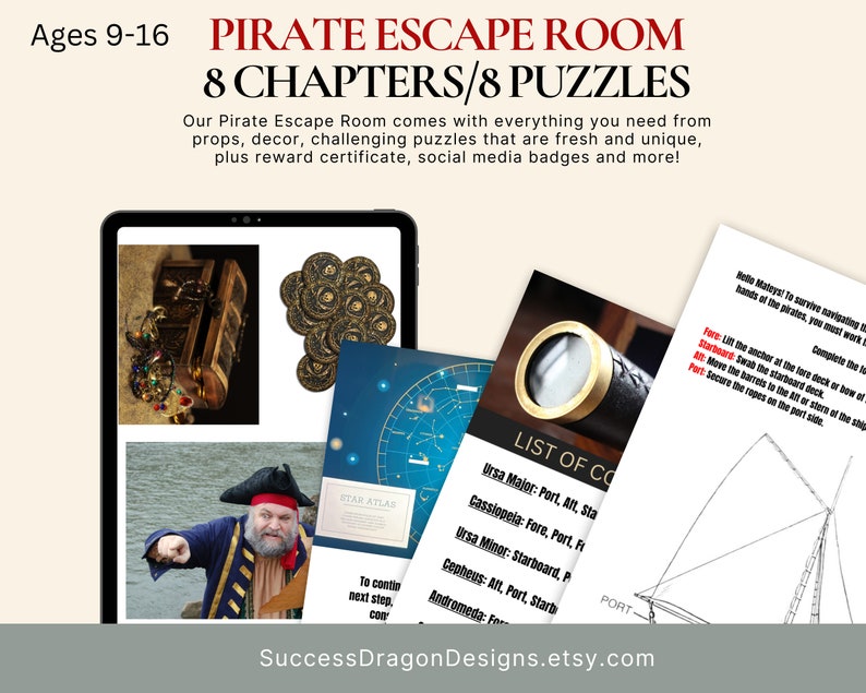 Pirate Escape Room Printable DIY Kit for Tweens Teens Family Friendly ...