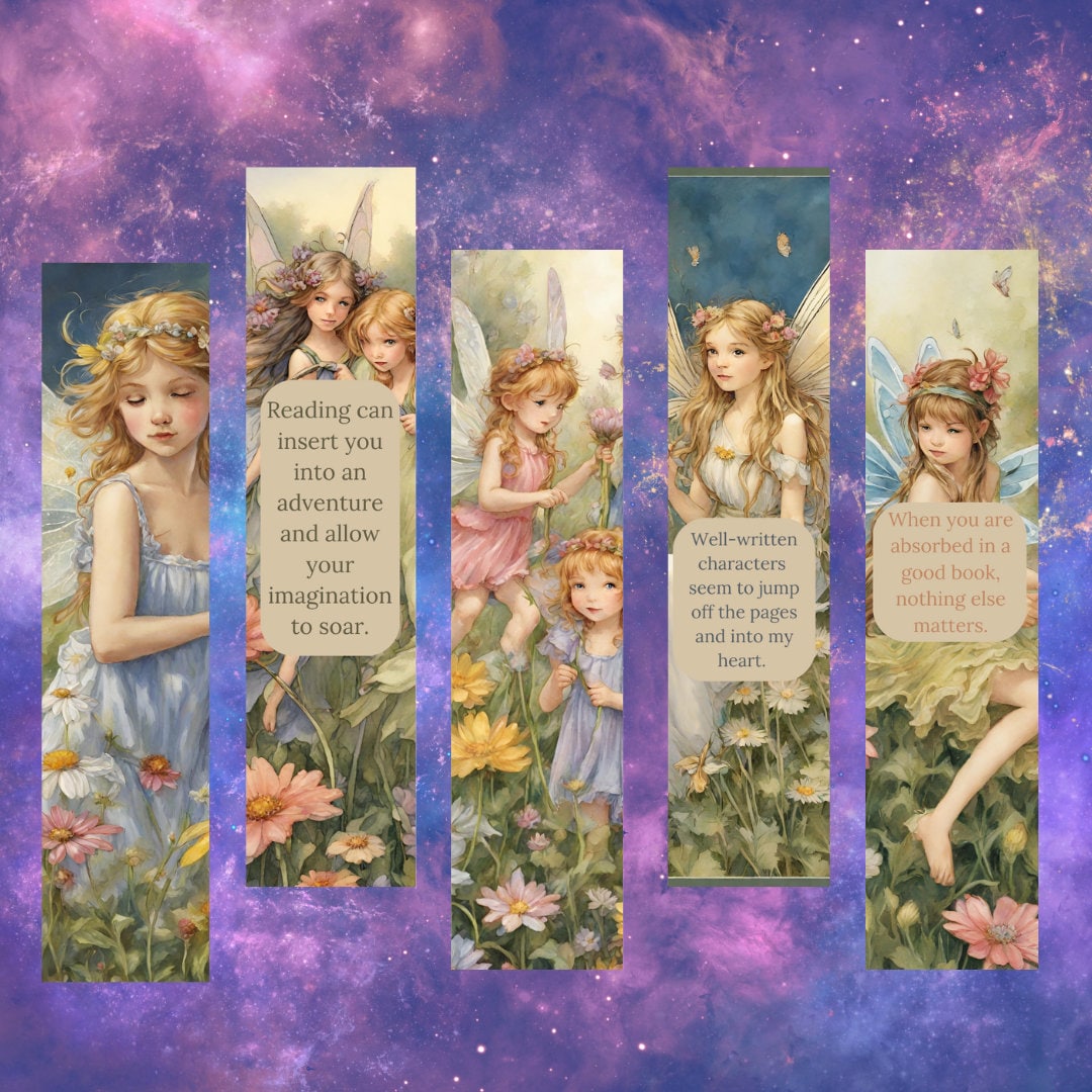 Printable Bookmark Fairies Birthday Party Favors Teen Instant Digital ...