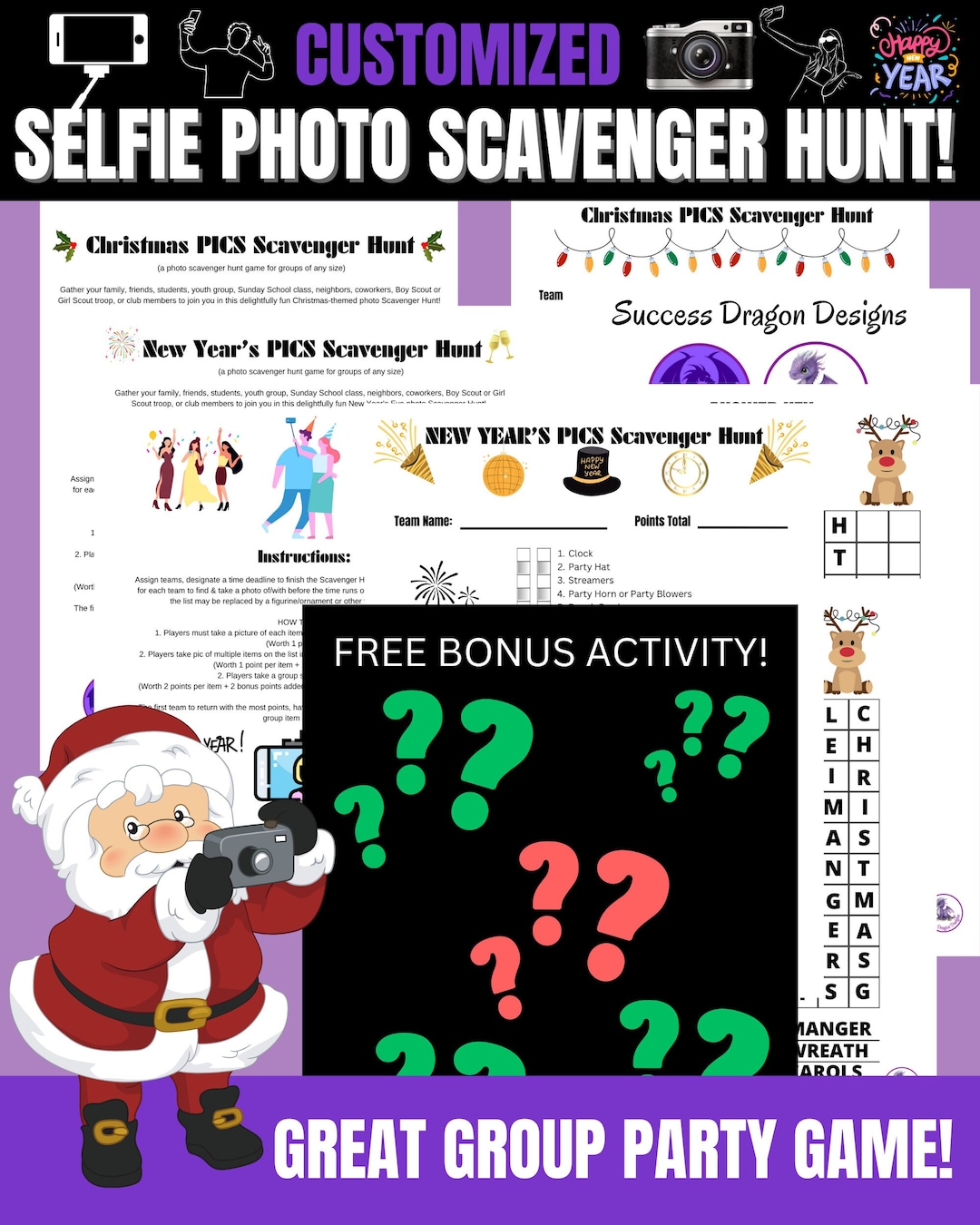 Christmas Photo Scavenger Hunt Printable New Year's Games Holiday ...