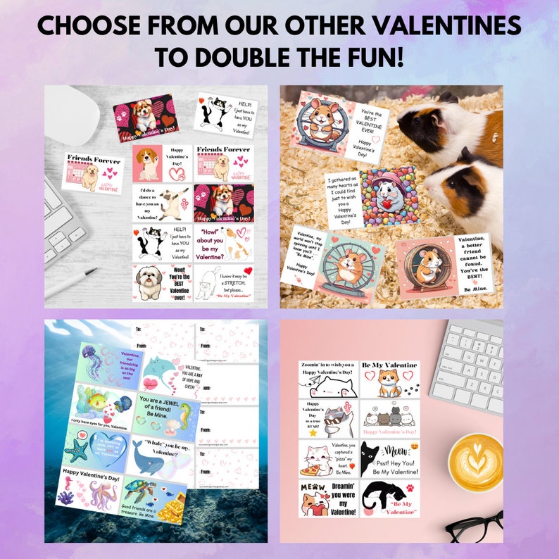 Squirrel Printable Valentine's Day Cards Kids Classroom Party Valentine ...