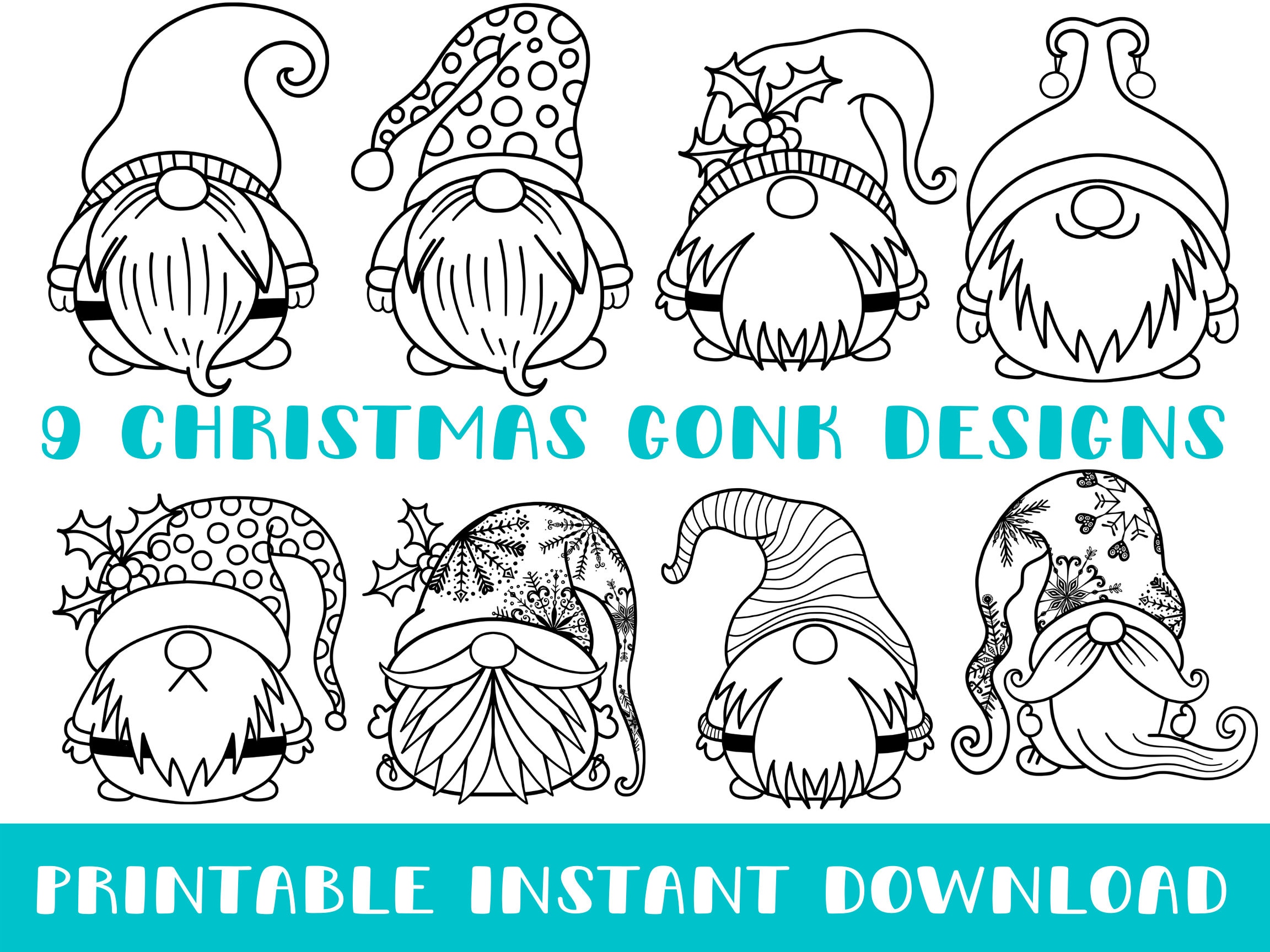 Christmas Gonk Colouring Book Christmas Gnome PDF Instant | Etsy