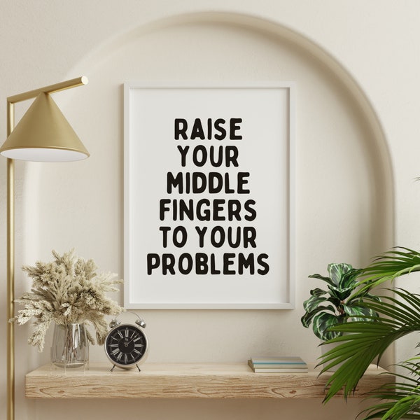 Middle Finger Text Art - Etsy