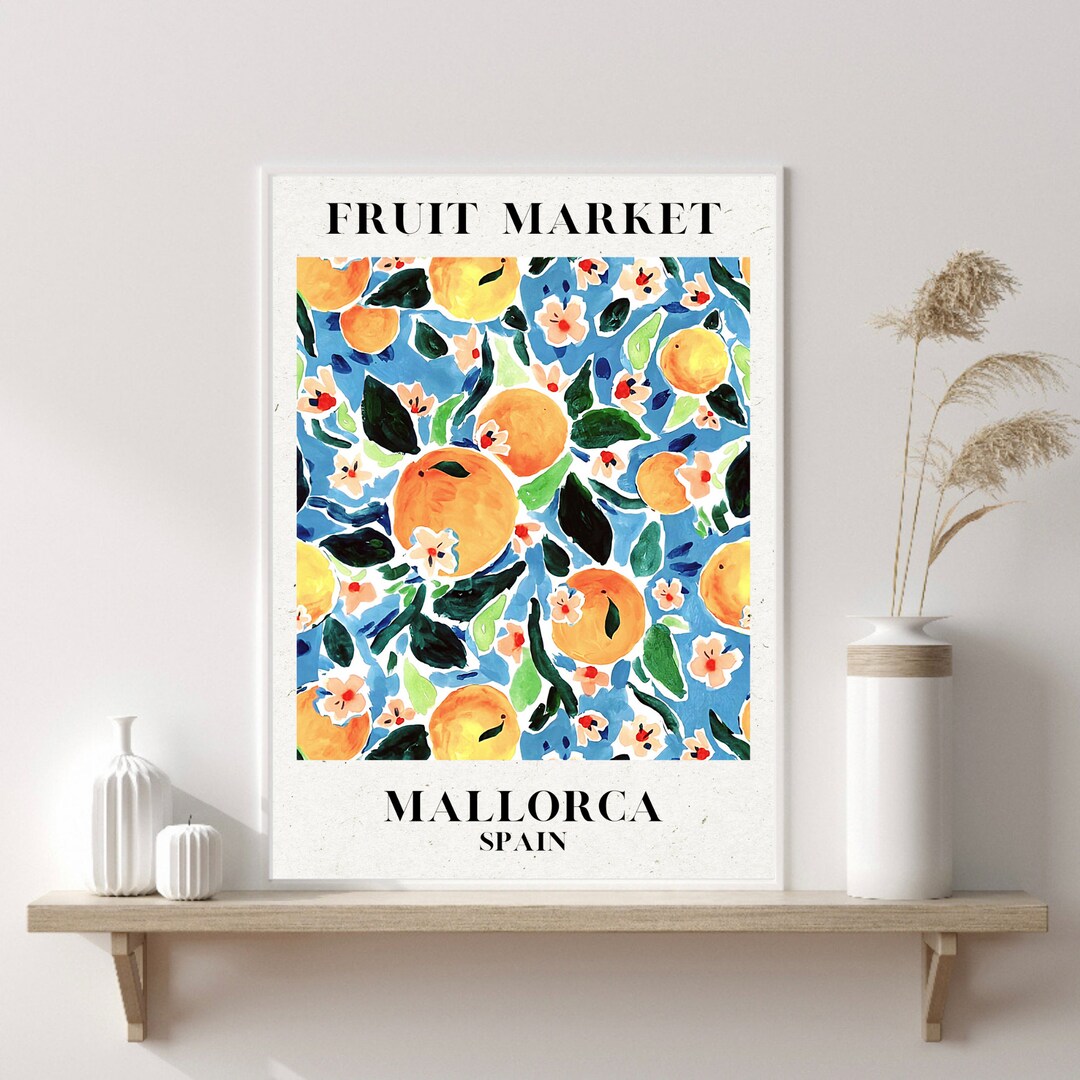 Fruit Market Print, Mallorca Print, Citrus Print, Botanical Wall Print ...