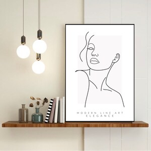 Woman Line Drawing, Modern Line Art, Female Line Art Print, Face Line ...