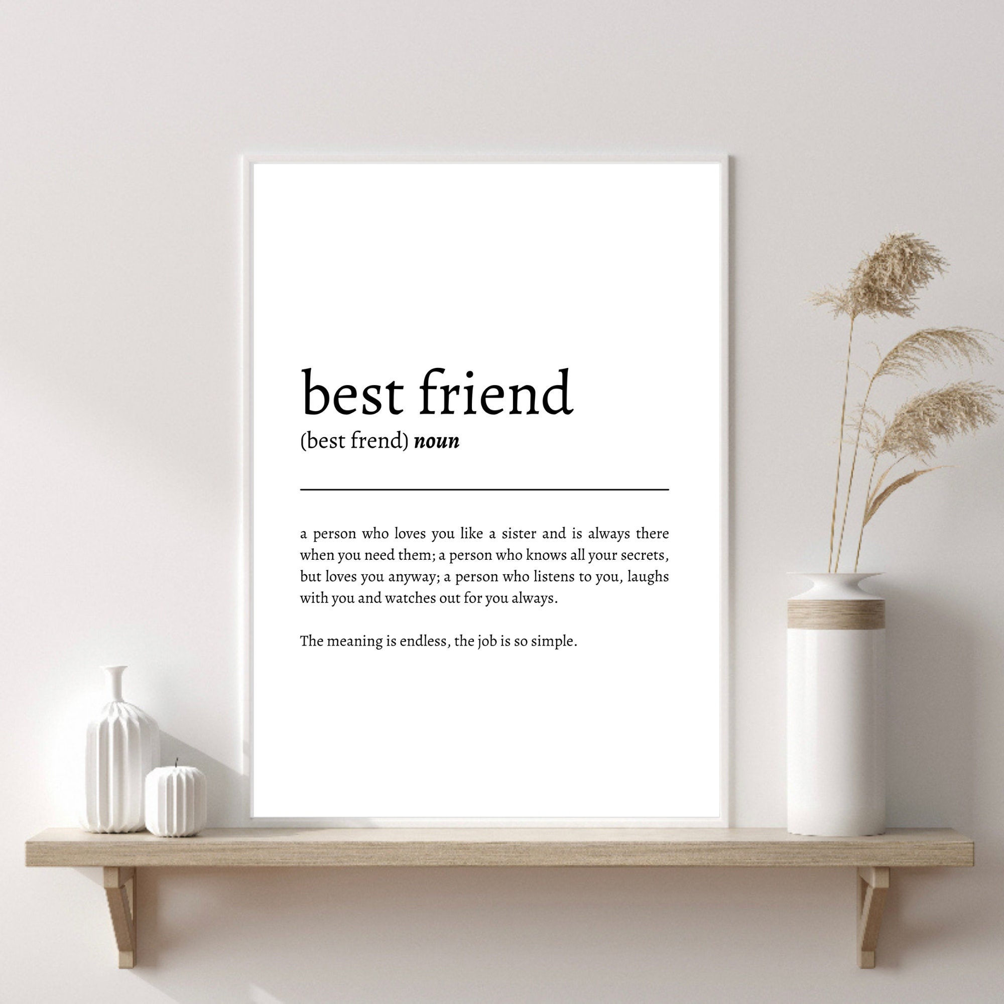 Best Friend Definition Print Best Friend Wall Art Best | Etsy