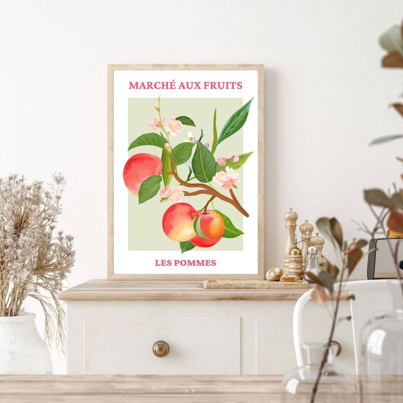 Les Pommes Poster, Apple Art Print, Fruit Market, Modern Art, Fruit Art ...