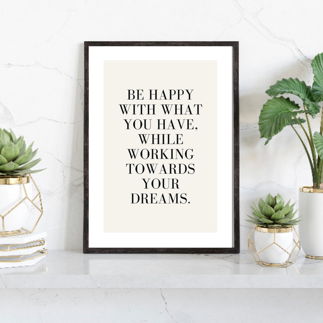 Positive Quotes, Be Happy Quote Print, Typography Print, Home Decor ...