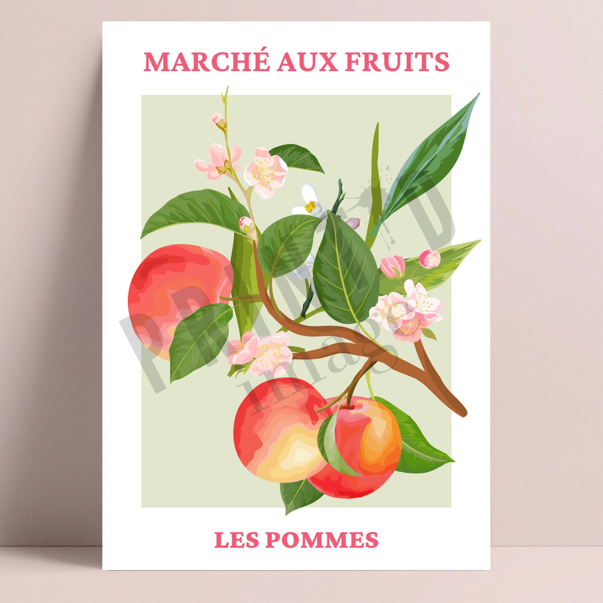Les Pommes Poster Apple Art Print Fruit Market Modern Art - Etsy