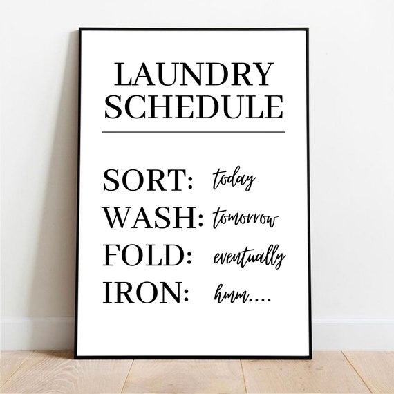 Laundry Print Laundry Schedule Laundry Room Decor | Etsy