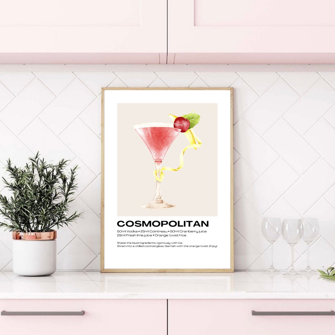 Cosmopolitan Poster Classic Cocktail Print Cocktail Recipes Cocktails ...