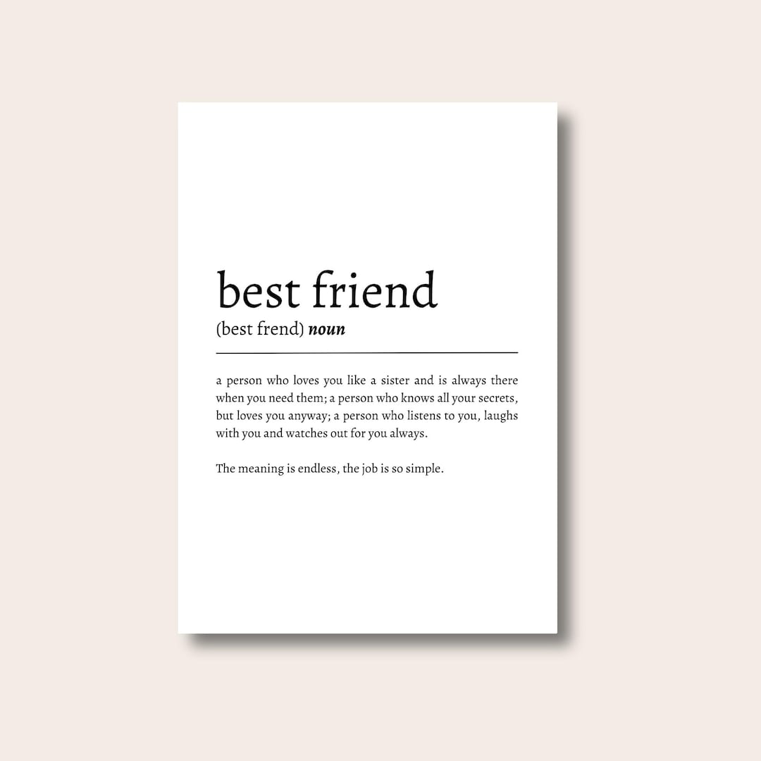 Best Friend Definition Print | Best Friend Wall Art | Best Friend Gifts ...