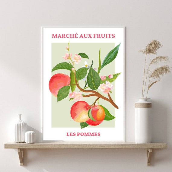 Les Pommes Poster Apple Art Print Fruit Market Modern Art - Etsy
