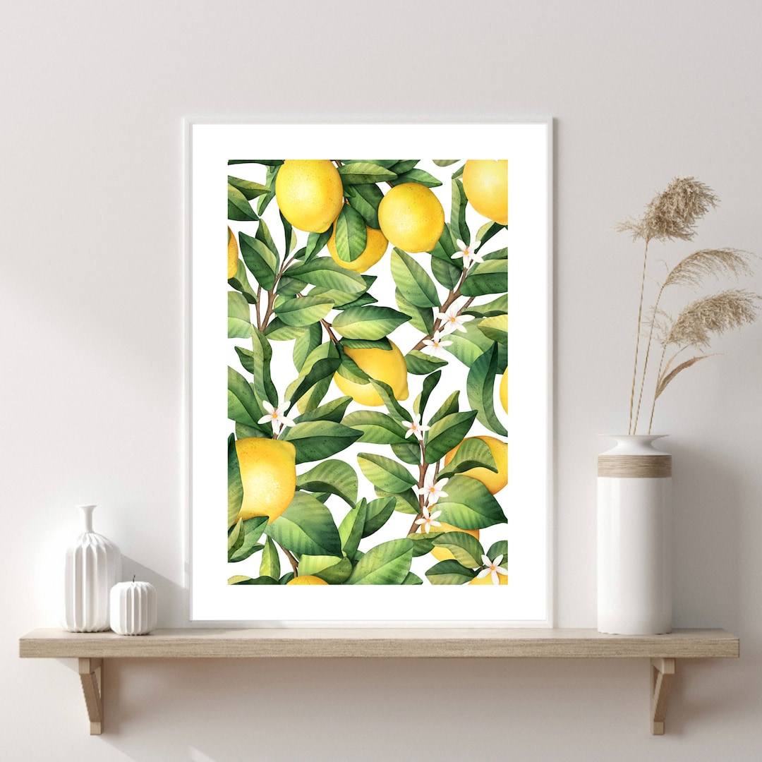 Lemon Art Print, Lemon Print, Citrus Fruit Print, Modern Art, Kitchen ...