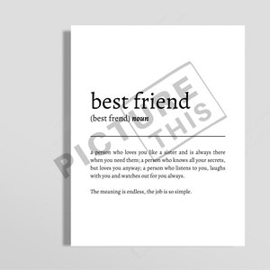 Best Friend Definition Print Best Friend Wall Art Best Friend Gifts ...