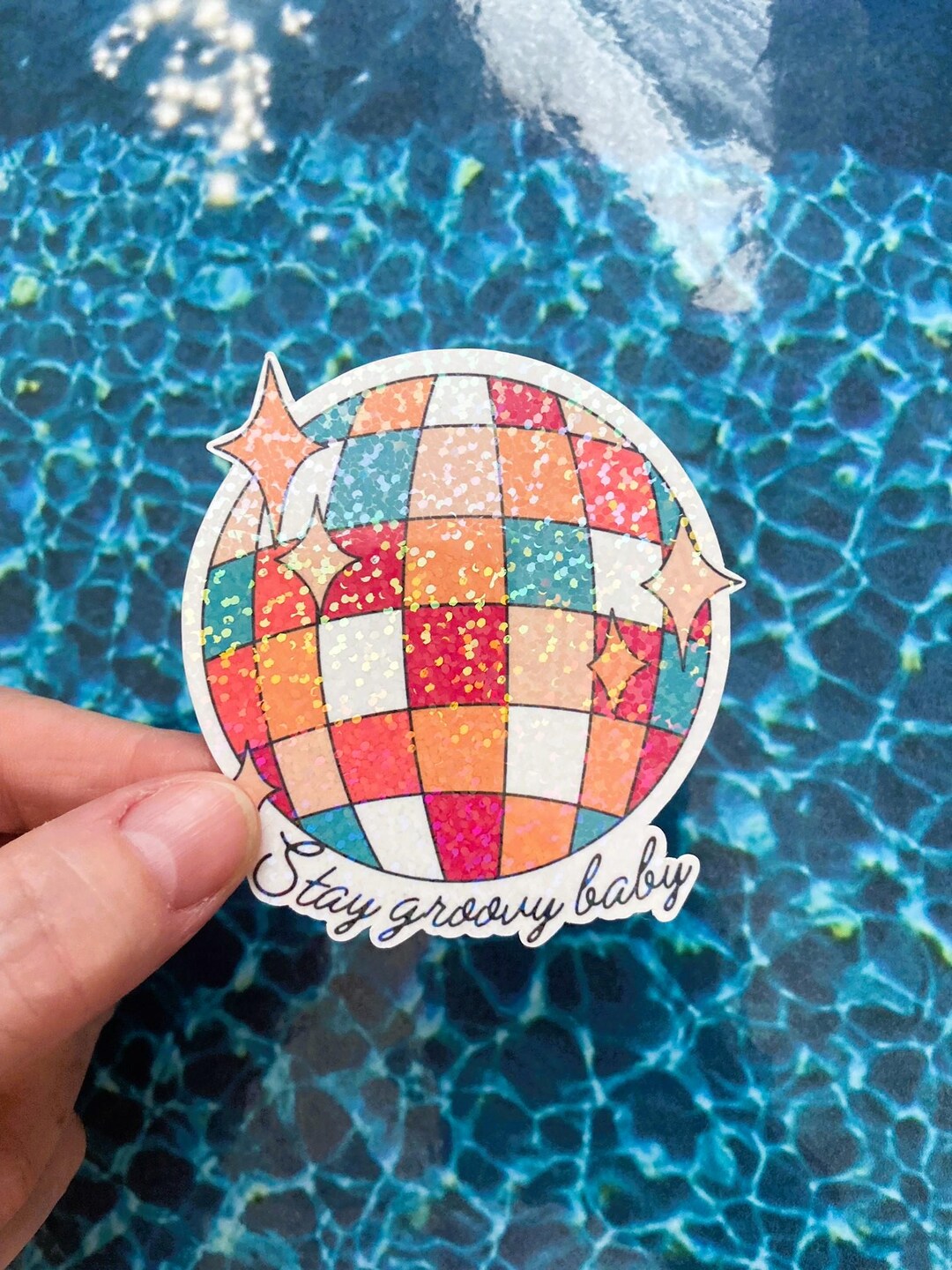 Holographic Disco Ball Sticker • 'stay Groovy Baby' Die Cut Vinyl - Etsy