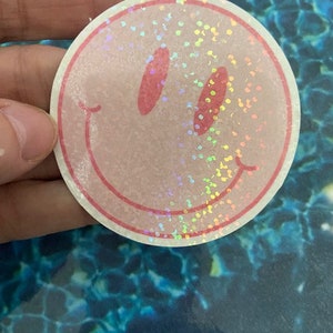 Holographic Happy Face Vinyl Sticker • Waterproof Laptop Decal - Etsy