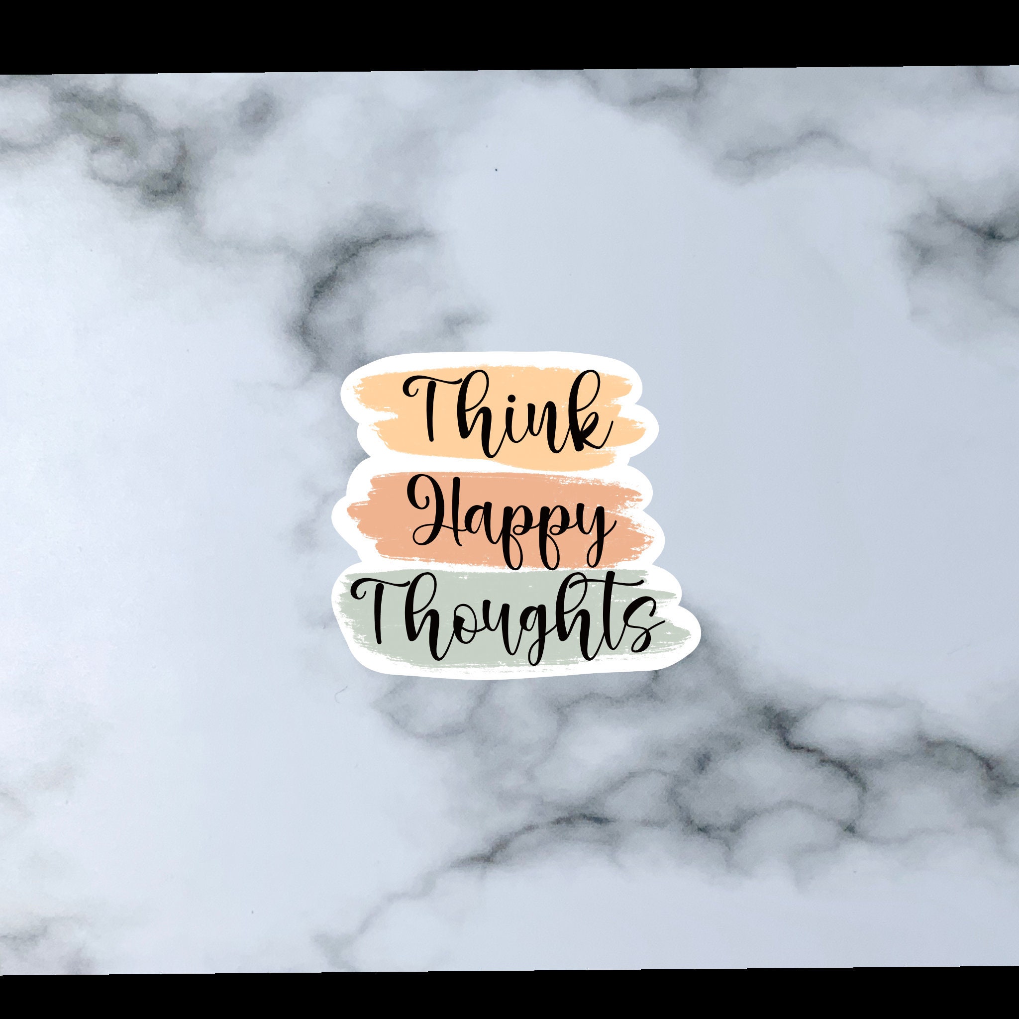 Think happy thoughts quote watercolor sticker Laptop Sticker | Etsy