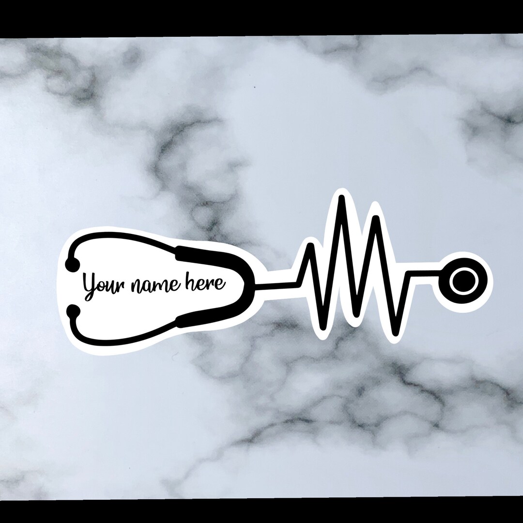 Stethoscope Medical Sticker With Custom Name | Laptop Sticker Aesthetic ...
