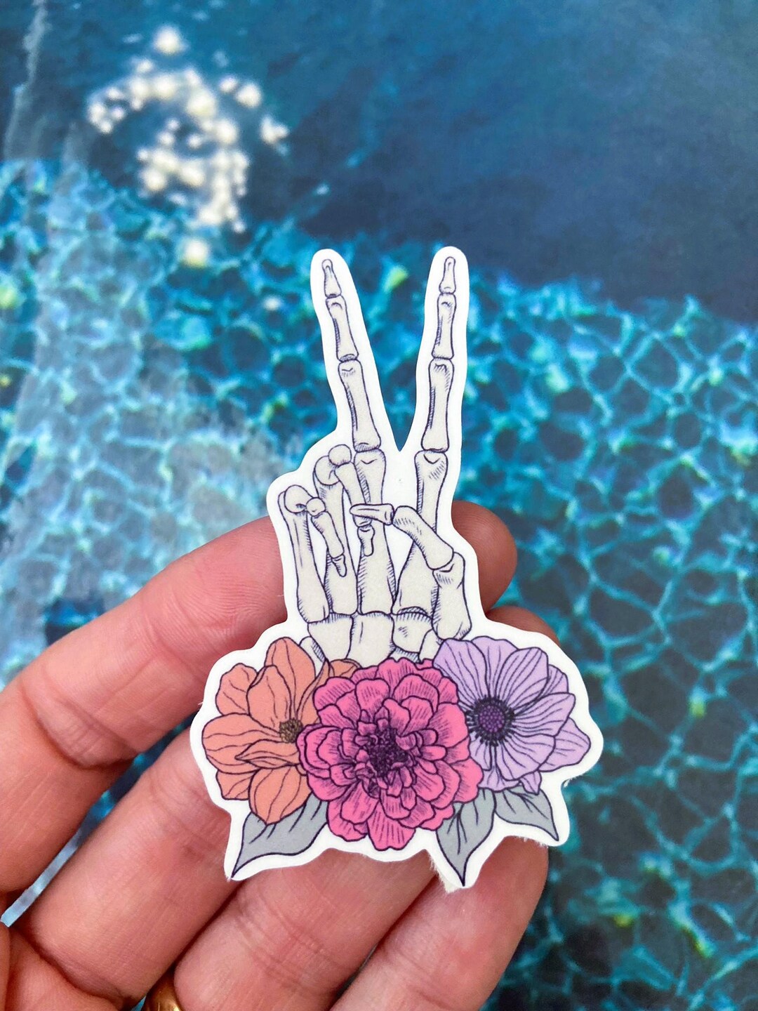 Skeleton Hand Sticker, Skull Head Sticker, Flower Skull Sticker ...